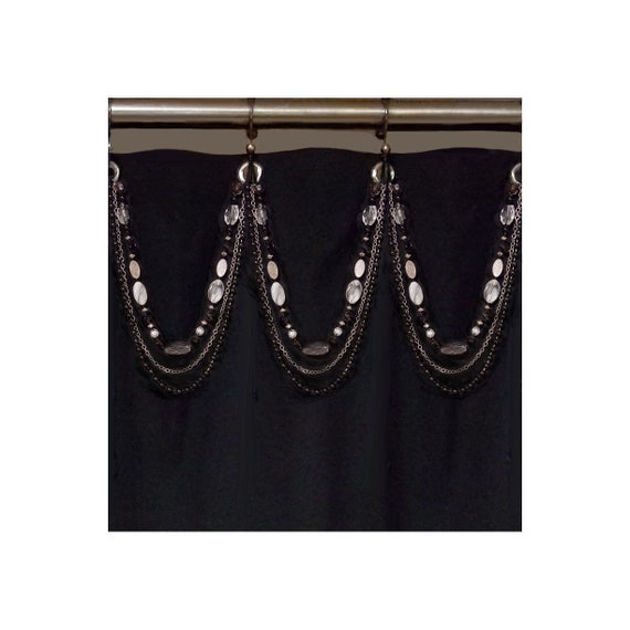 Beaded Shower Curtain Bling Hook/ring Accessory....black and - Etsy