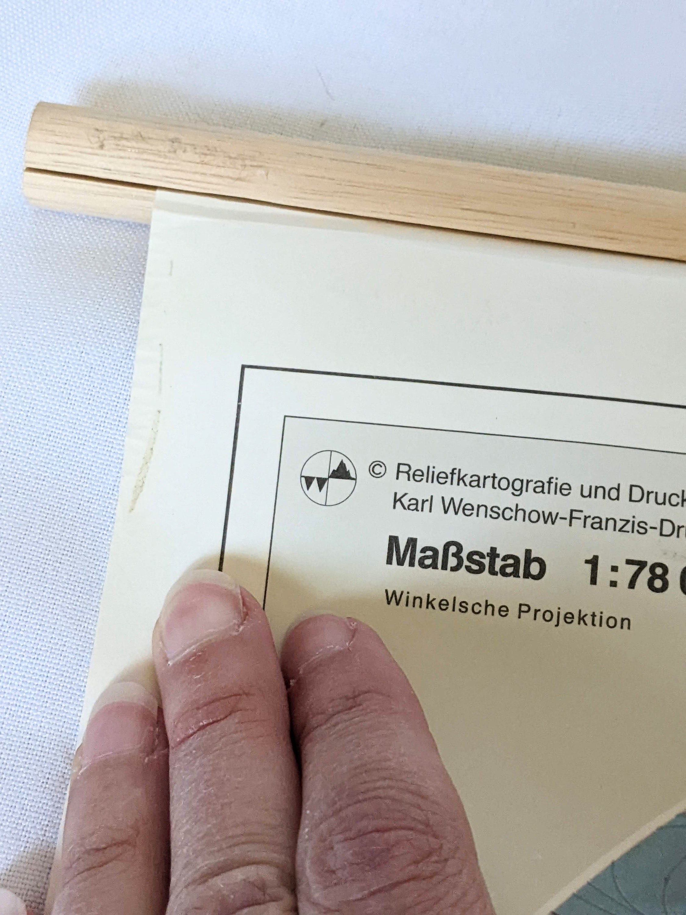 Vintage Wooden Dowel and Paper Scroll Map - CHOICE of Germany Dänmark ...