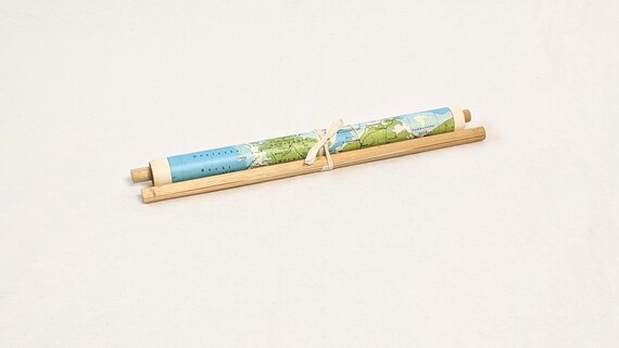 Vintage Wooden Dowel and Paper Scroll Map of Germany Dänmark | Etsy