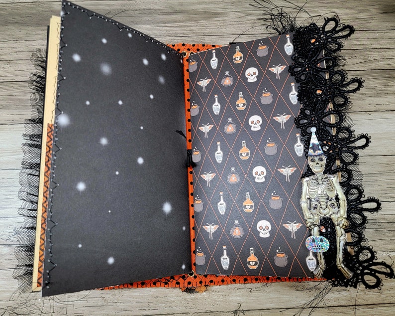 Halloween, Spooky Vintage Fabric, Handmade Sewn Junk Journal, Art ...