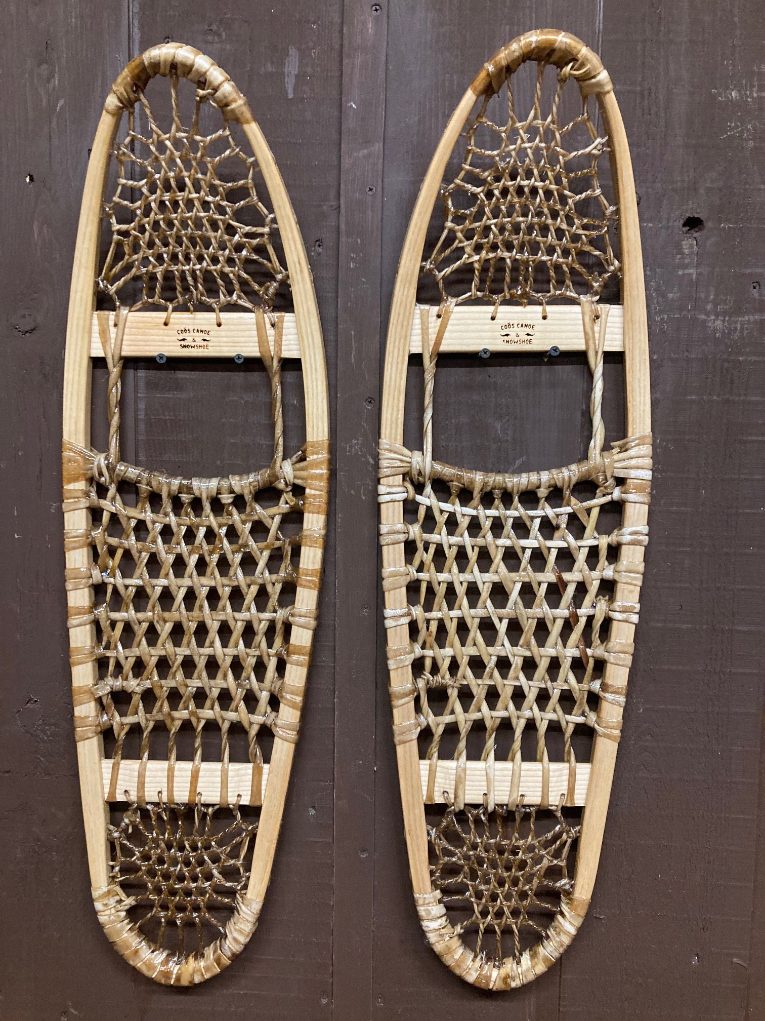 Handcrafted Traditional, Wood and Rawhide Snowshoes 9X30 Modified ...