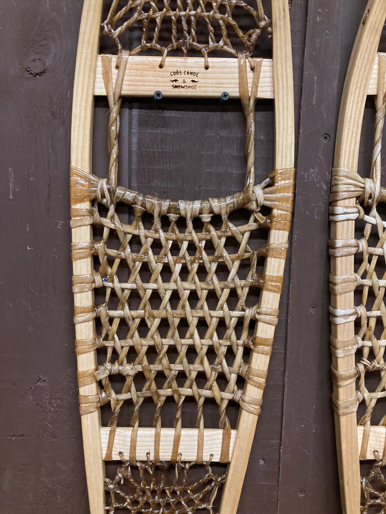 Handcrafted Traditional, Wood and Rawhide Snowshoes 9X30 Modified ...