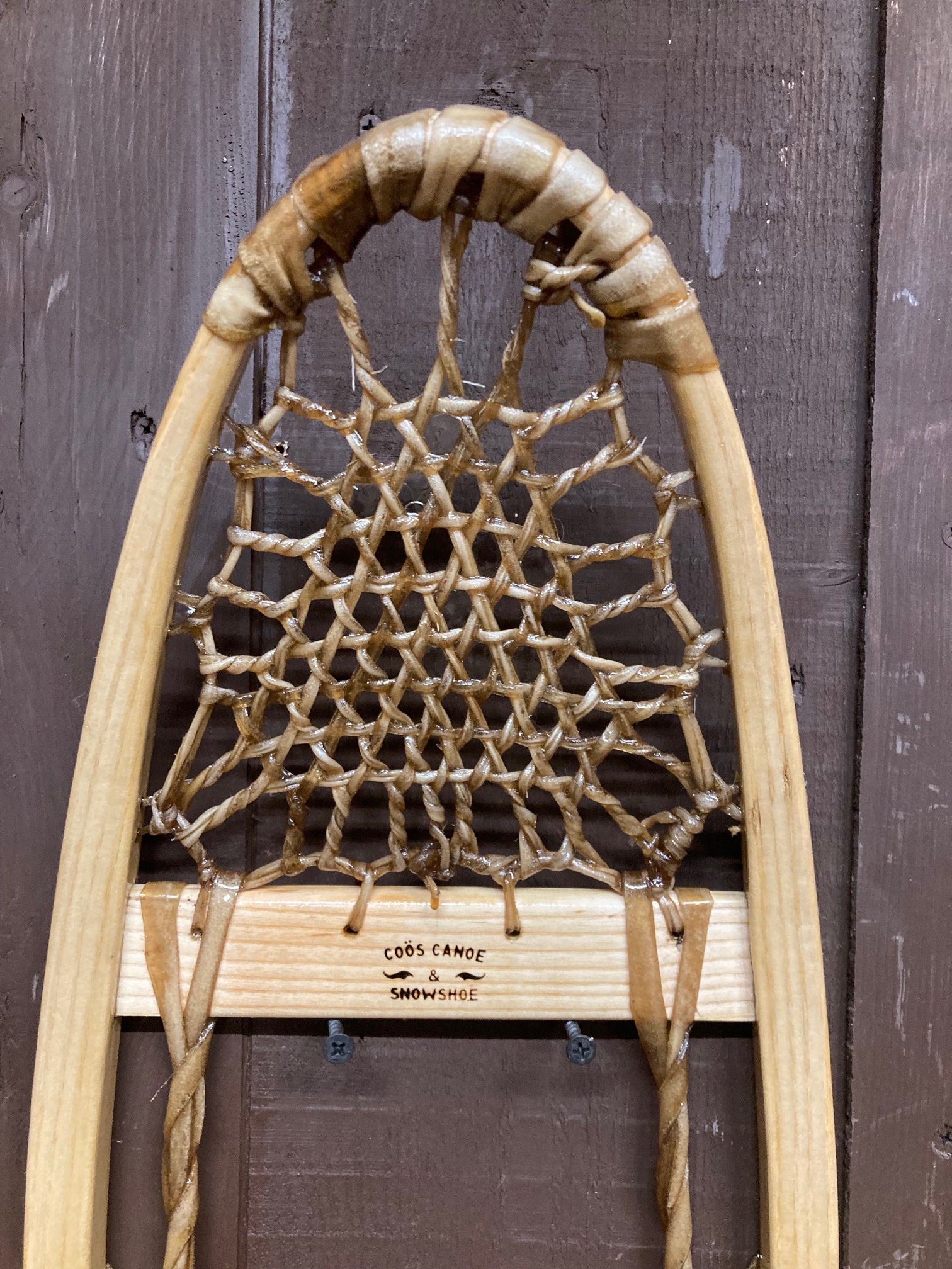 Handcrafted Traditional, Wood and Rawhide Snowshoes 9X30 Modified ...