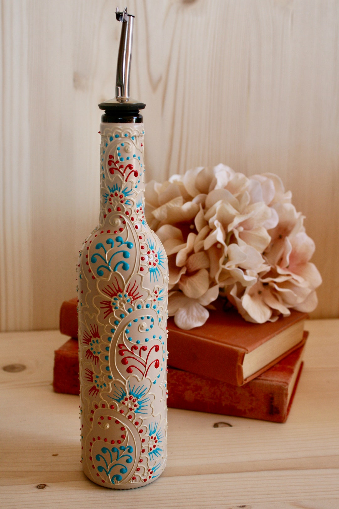 Olive Oil and Vinegar, Soap, Port Wine Dispenser Bottles, Hand Painted ...