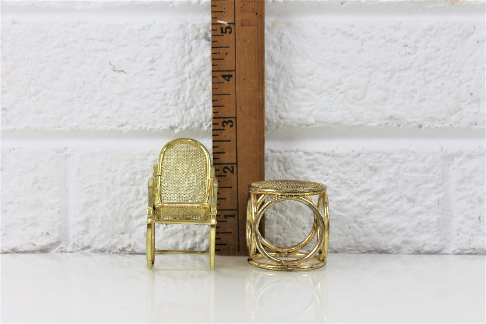 Brass Doll House Chair and Ottoman | FREE SHIPPING - Etsy
