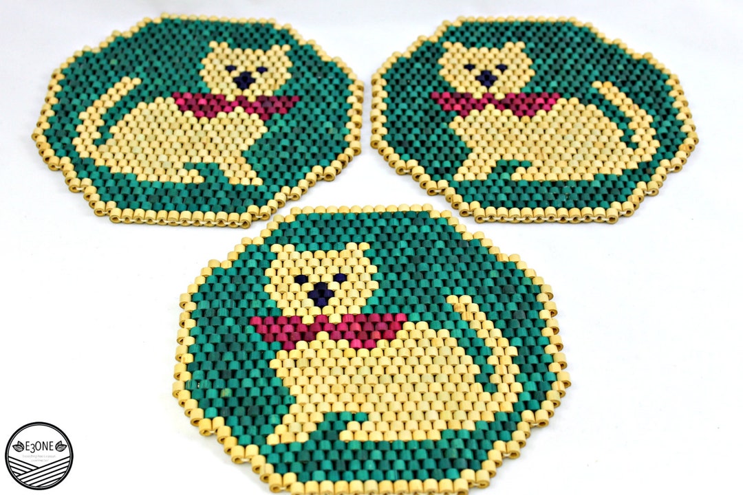 Wood Bead Cat Trivet | FREE SHIPPING - Etsy