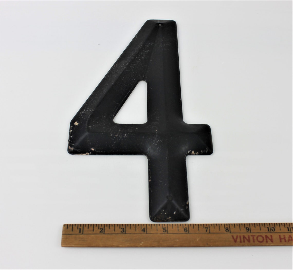 Black Metal Number 4 | FREE SHIPPING | Industrial Number | 14 Inch ...