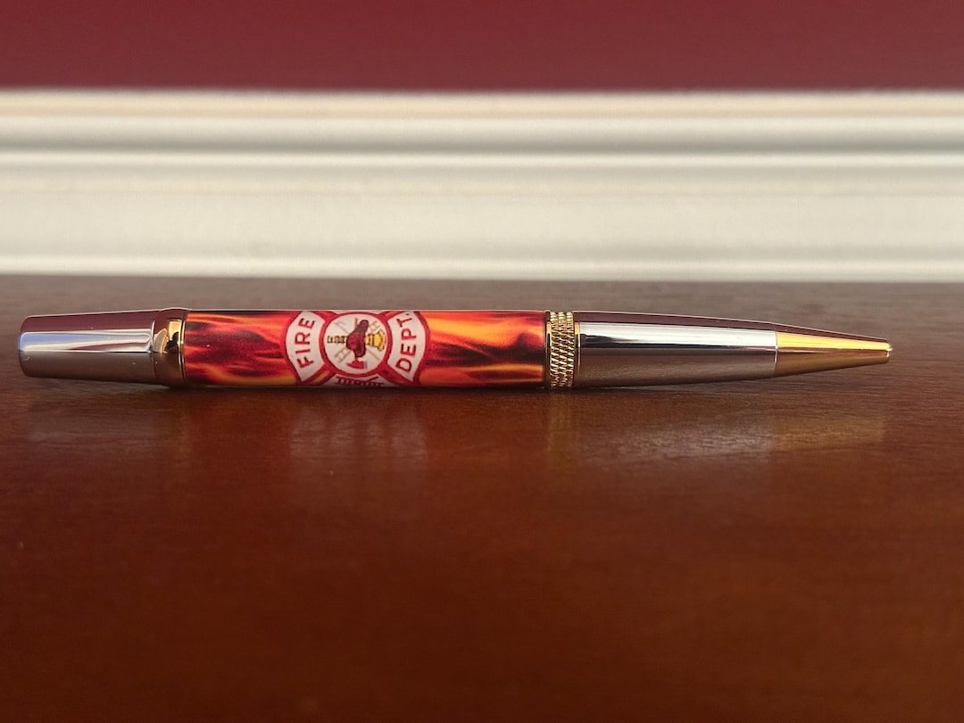 Fire Department Pen - Firefighter - Chrome and Gold Titanium Finish ...