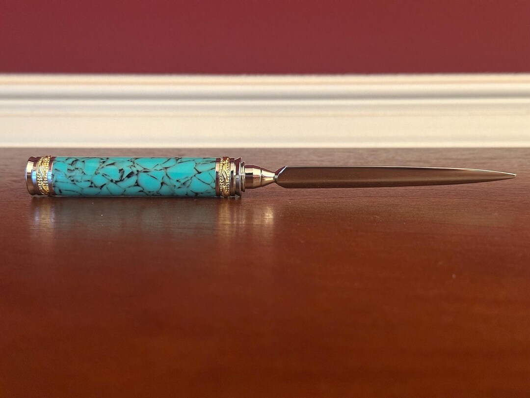 Letter Opener Turquoise | Envelope Cutter | Birthday Day Gift | Chrome ...