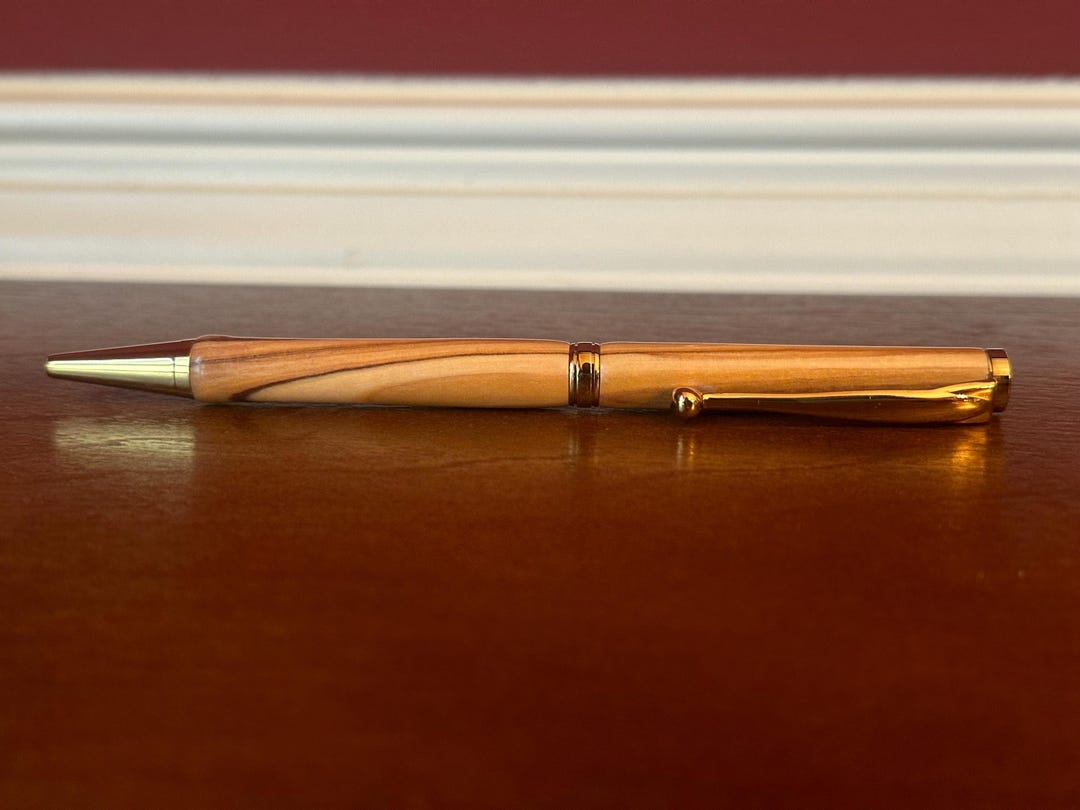 Olive Wood Pen | Journal Pen | Handmade Pen Gift | Gold Finish | Gold ...
