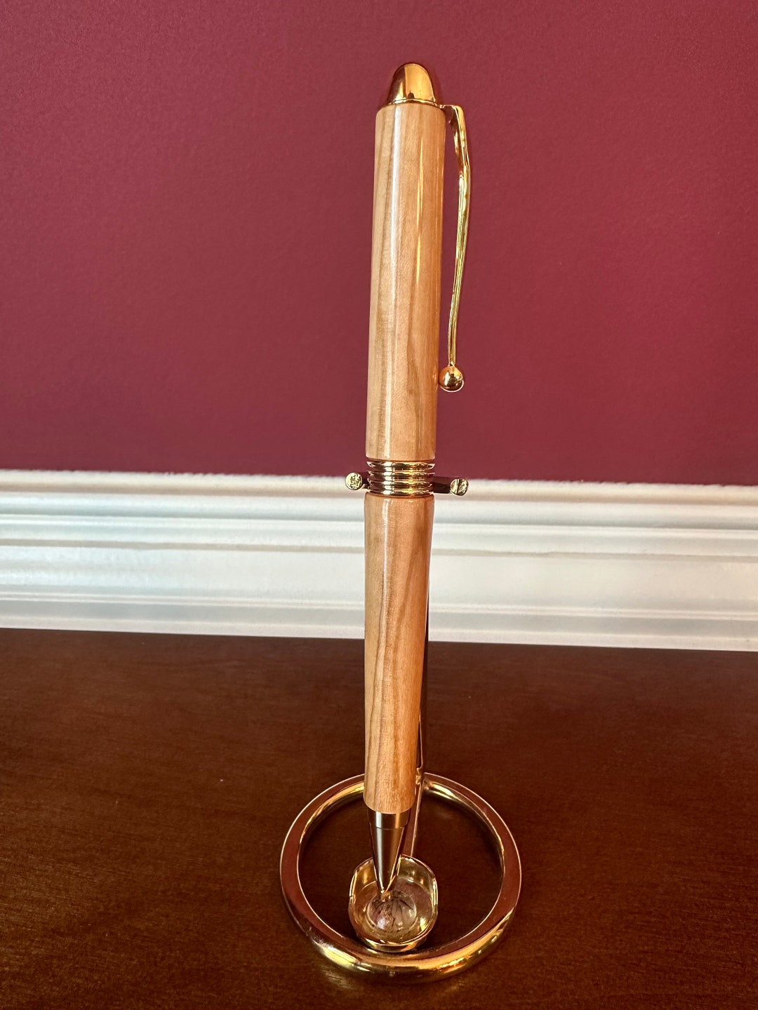 Olive Wood Pen | Journal Pen | Handmade Pen Gift | Gold Finish | Chrome ...