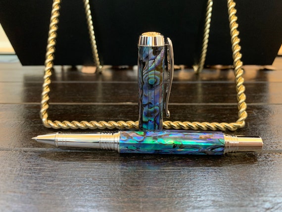 Paua Abalone Shell Pen Natural Abalone Rhodium and 22k Gold | Etsy