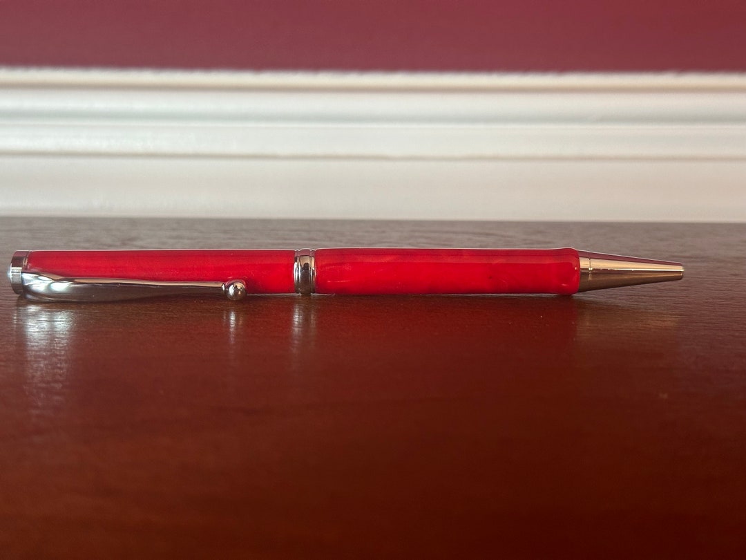 Red Acrylic Pen | Chrome Finish Petite Writing Pen 2046 - Etsy