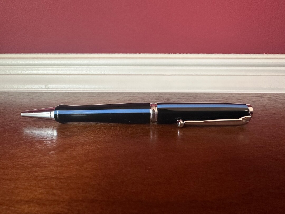 Thin Blue Line Pen | Ballpoint Pen | Police Gift | Planner Pen | Chrome ...