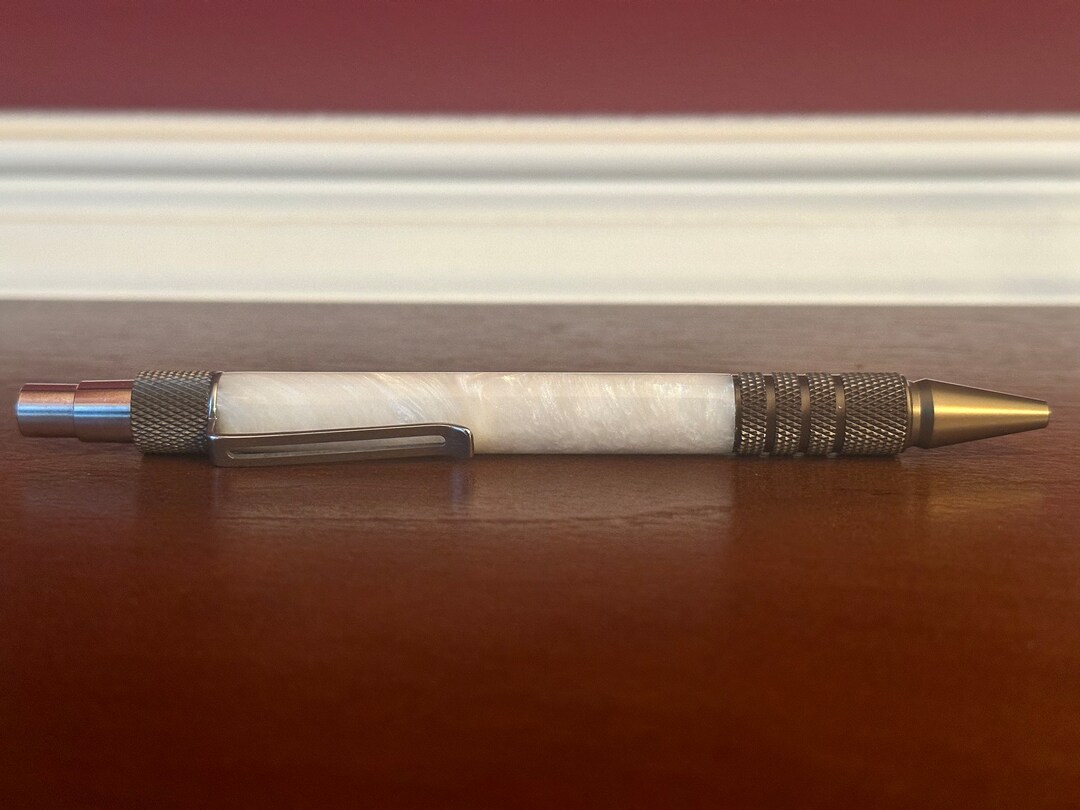 Dura Click Every Day Carry Pen White Snowball Acrylic Handmade EDC Pen ...