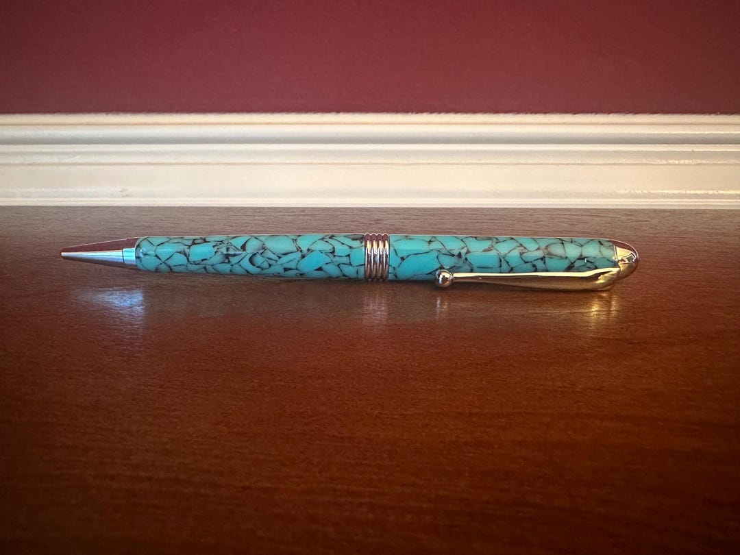 Turquoise Acrylic Pen | Handmade Pen Gift | Chrome Finish | Birthday ...