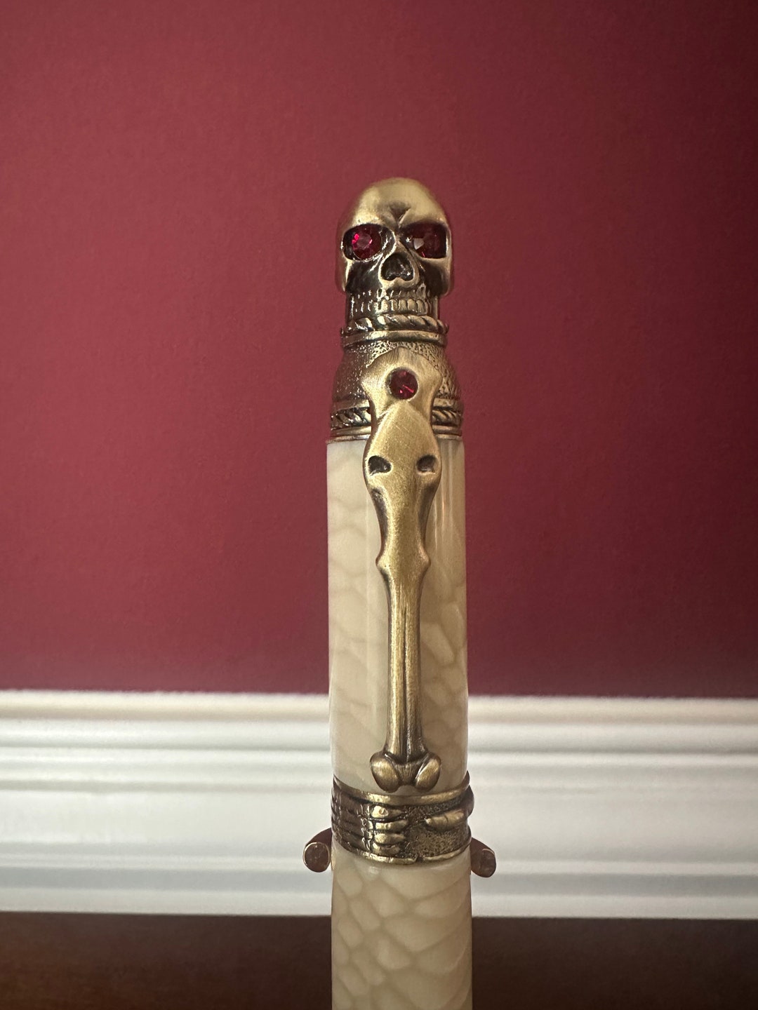 Skull Pen | Human Skull Look | Red Crystal Eyes | Unique Holiday Gift ...