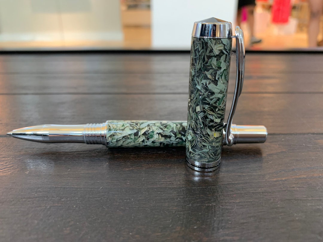Shredded US Currency Rollerball Pen | Handmade Chrome Finish 1511 ...