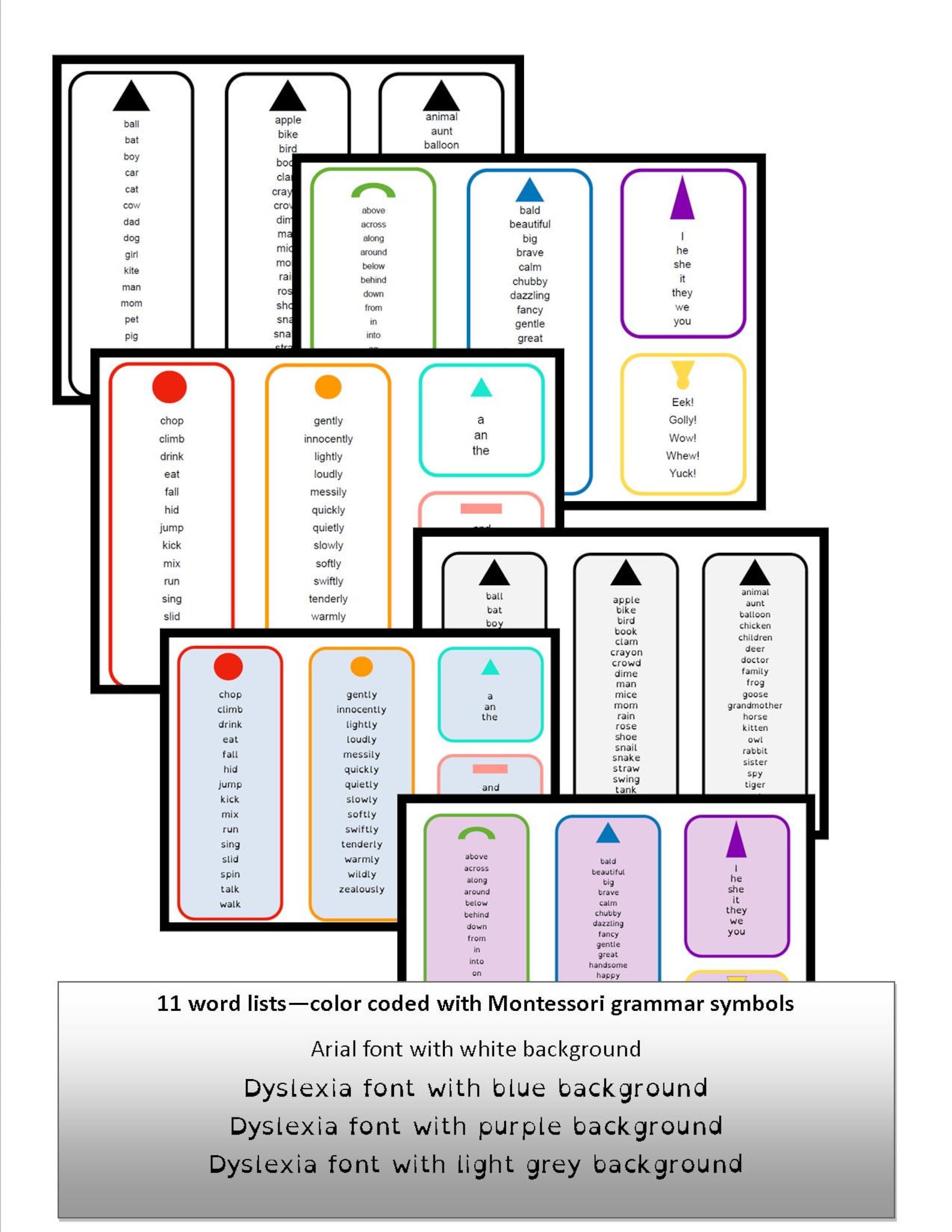 Montessori Grammar Symbol Sentence Cards Strips 34 in Set - Etsy Canada