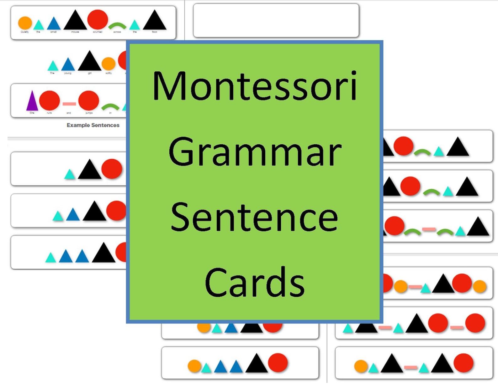 Montessori Grammar Symbol Sentence Cards Strips 34 in Set BONUS Word ...