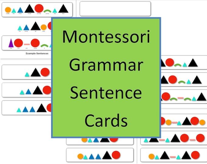 Montessori Grammar Symbol Sentence Cards Strips 34 in Set BONUS Word ...