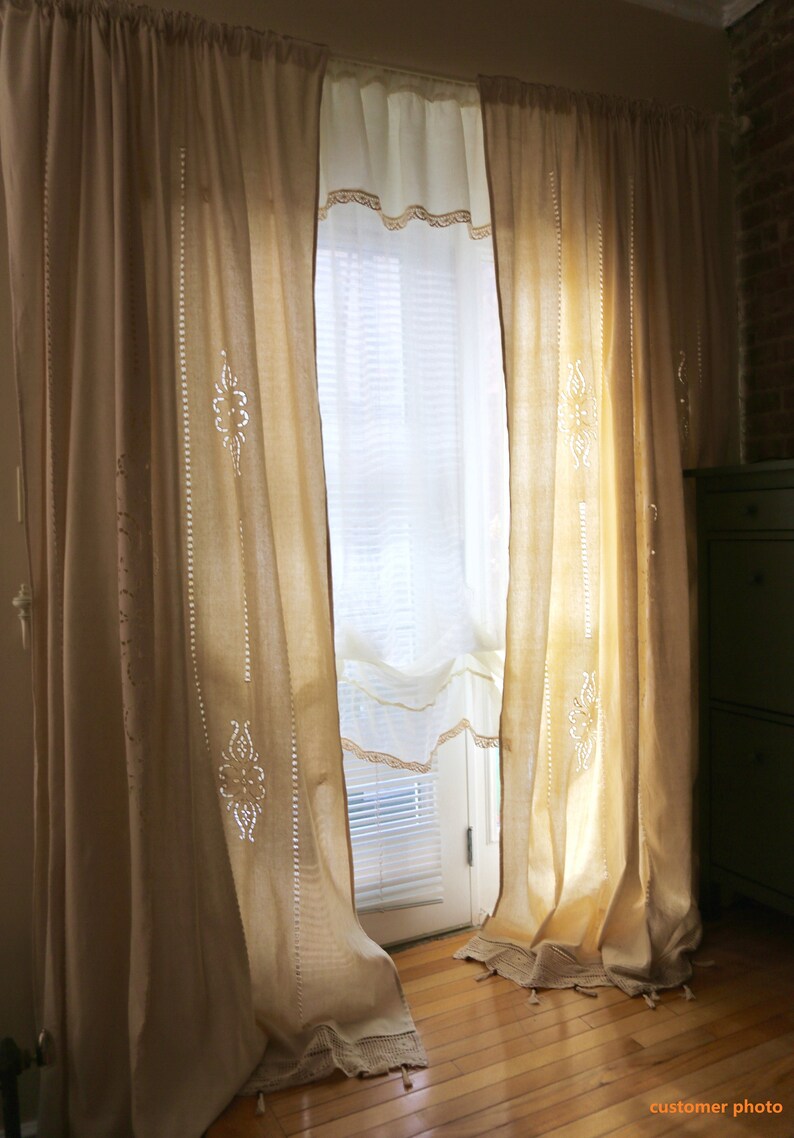 Stunning Shabby Chic Linen Hand Drawnwork Joint Hem Lace Rod - Etsy