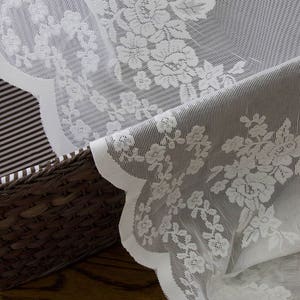 Shabby Chic Fairy Tale Vintage Rose Pattern White Lace Sheer Curtain ...