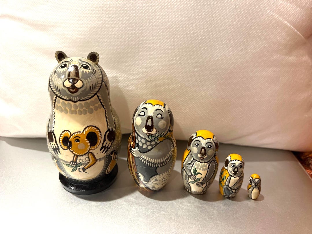 Hand Painted Koala Bear Nesting Dolls, 5 Piece Set - Etsy
