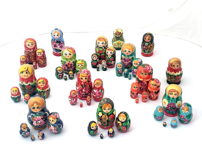 Traditional Hand Painted Nesting Dolls Set One Small Matryoshka ...