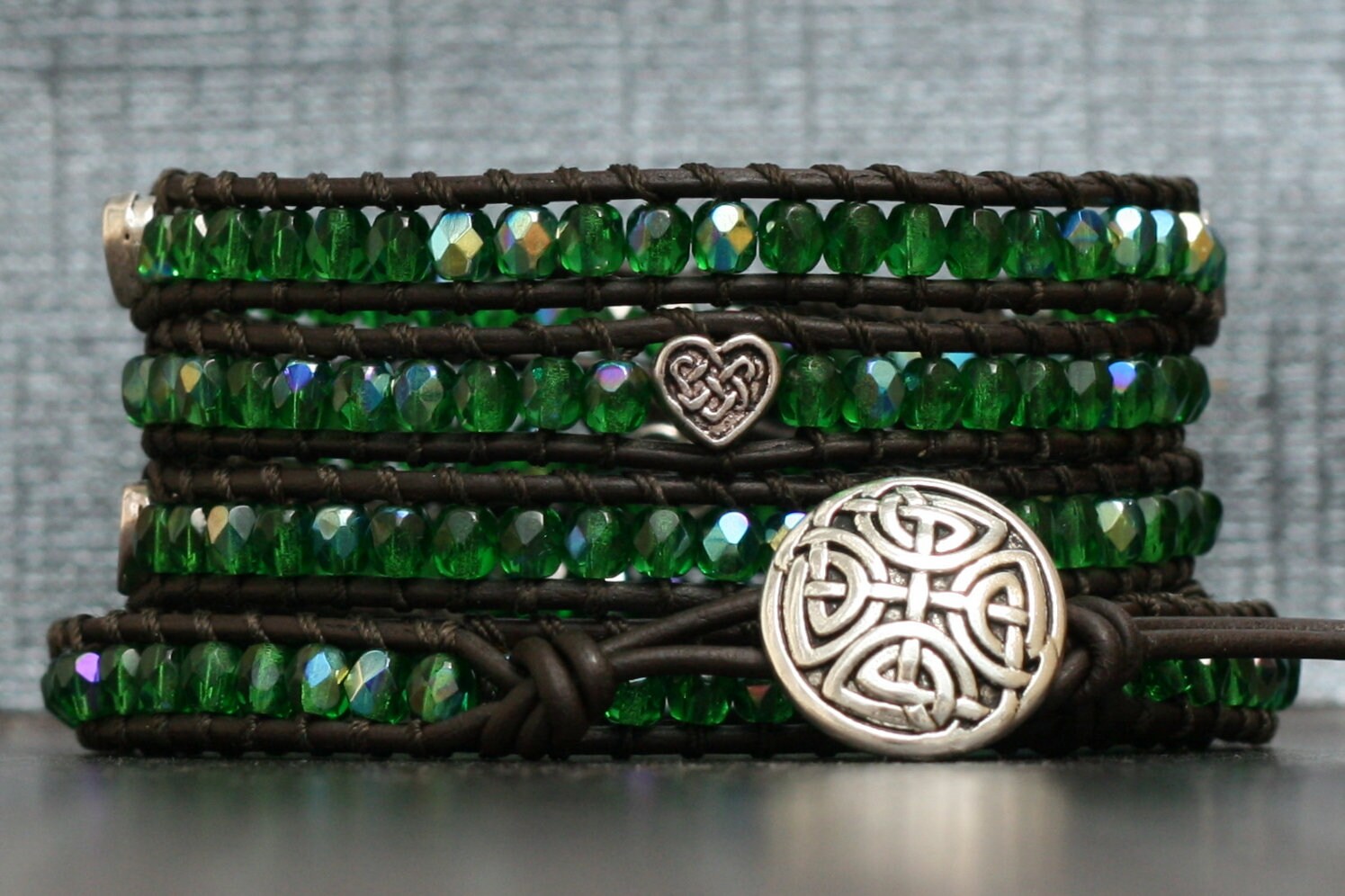 St. Patrick's day jewelry wrap bracelet emerald green | Etsy