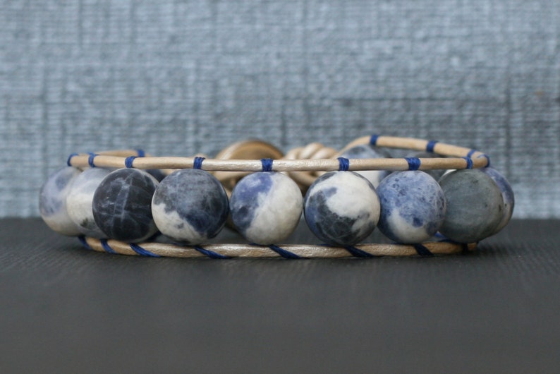 Anchor bracelet sodalite bracelet leather gemstone | Etsy