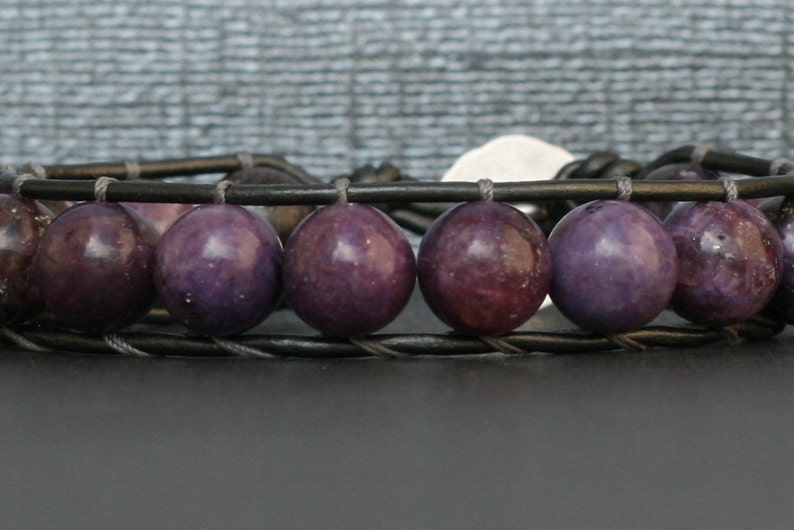 Lepidolite bracelet stacking wrap bracelet purple gemstone | Etsy