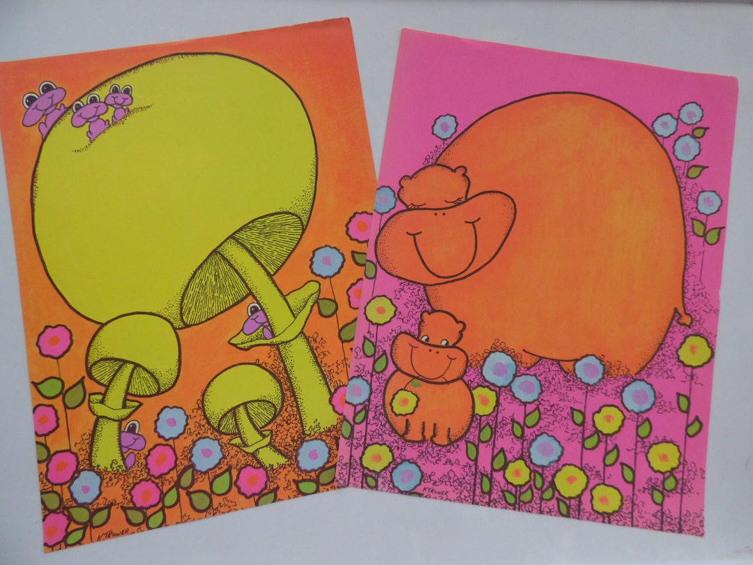 Vintage 60's Stationery ~ Mod Mushrooms ~ Flowers ~ Hippos ~ Mini ...