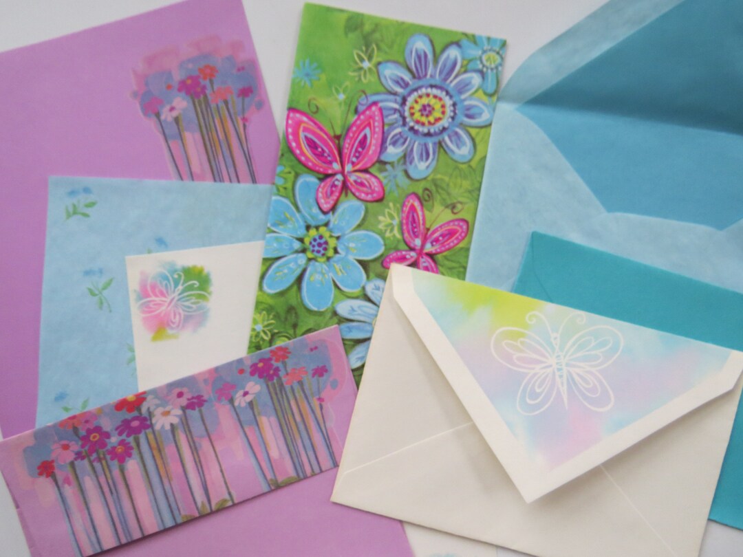 Vintage Stationery Collection Flowers & Butterflies Pastels 50's 60's ...