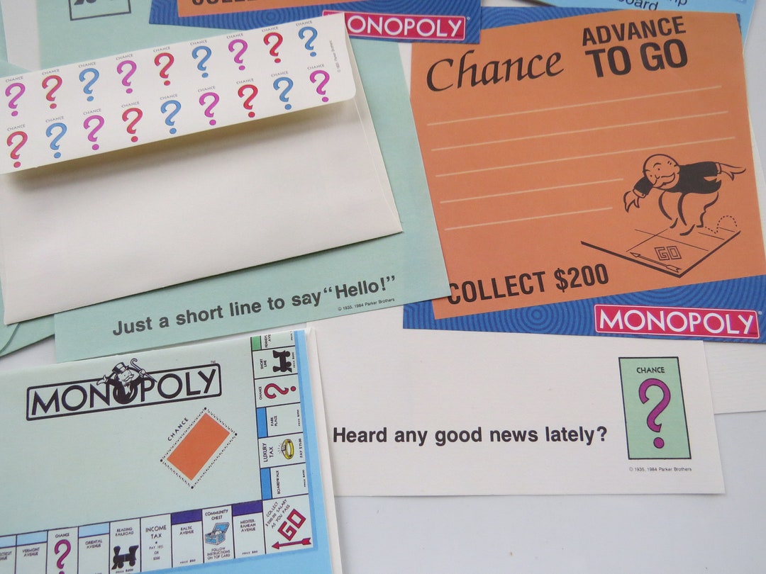 Vintage 80's Monopoly Stationery & Note Card Lot + Craft Ephemera ~ Pen ...