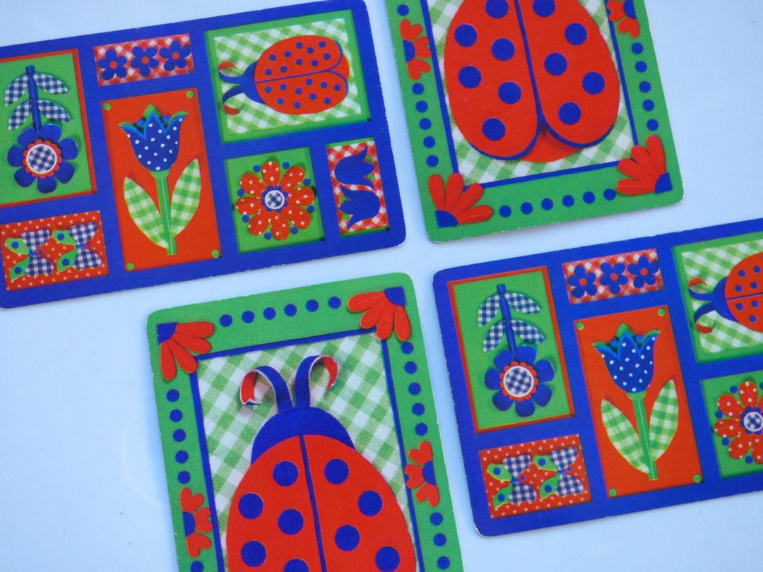 Vintage Craft or Swap Playing Card Lot Retro Ladybug Flower Power ...