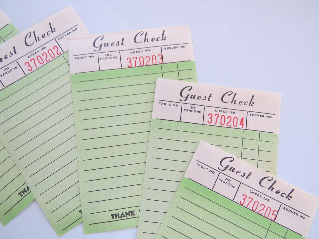 Vintage Guest Checks X5 Sweet Font Green Ephemera ~ Junk Journals ...