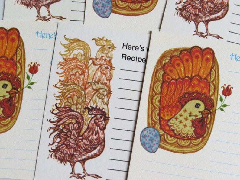 Rare 80's Recipe Cards ~ Current ~ Chickens & Roosters X6 ~ Heirloom ...
