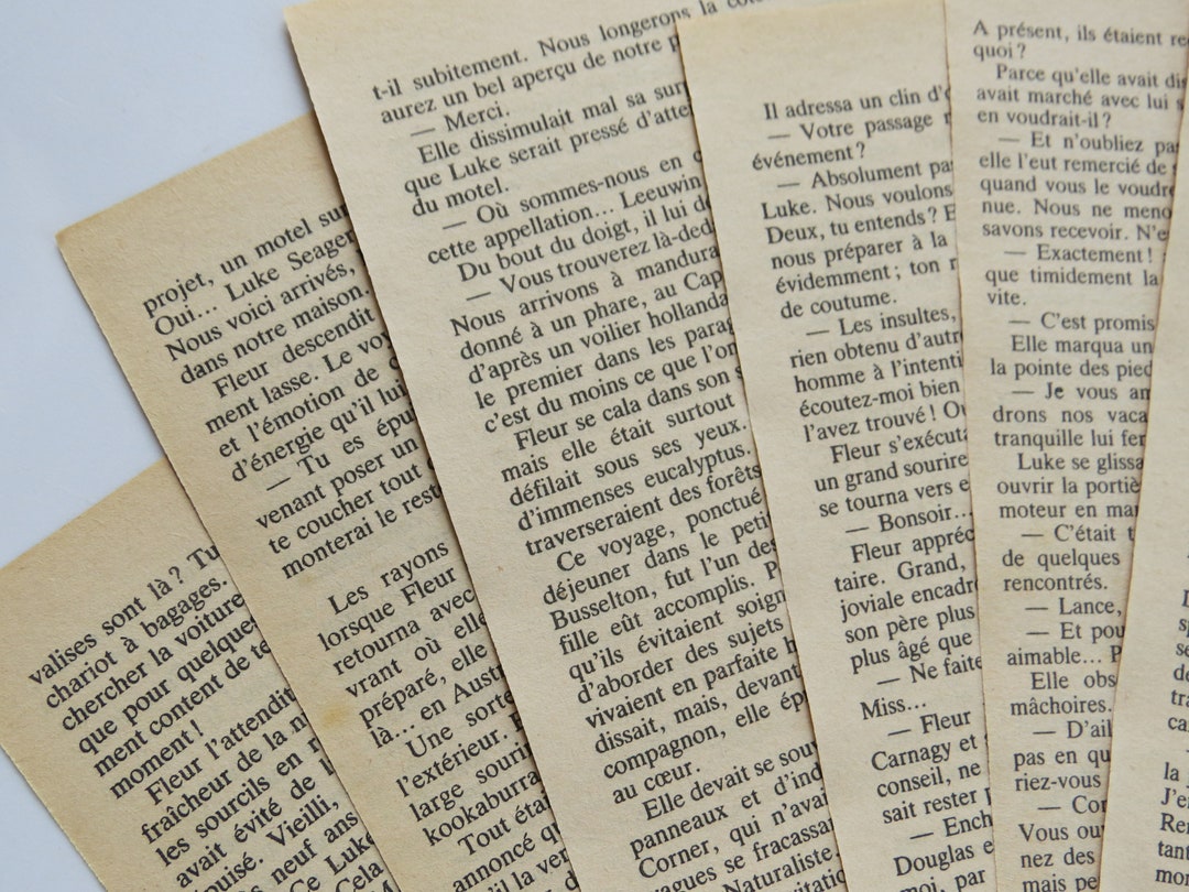 Vintage Craft Paper ~ French Love Romance Novel Page Bundle ~ Junk ...