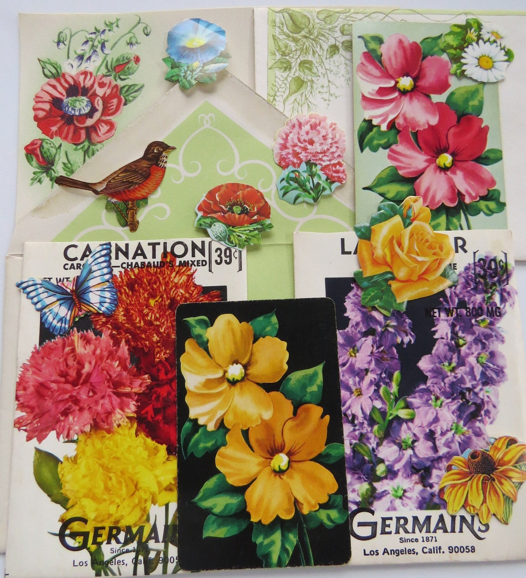 40's 50's Vintage Garden ~ Ephemera Lot ~ Planner Journal Stationery ...