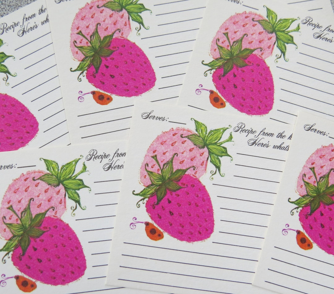 Cute 80's Current Strawberry Recipe Cards X 6 Recipe - Etsy