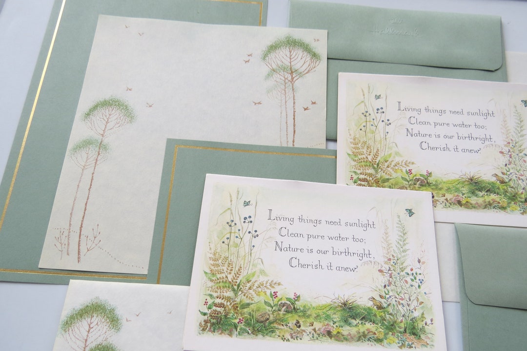 Vintage Stationery Gorgeous Nature Collection ~ Hallmark ~ Green and ...