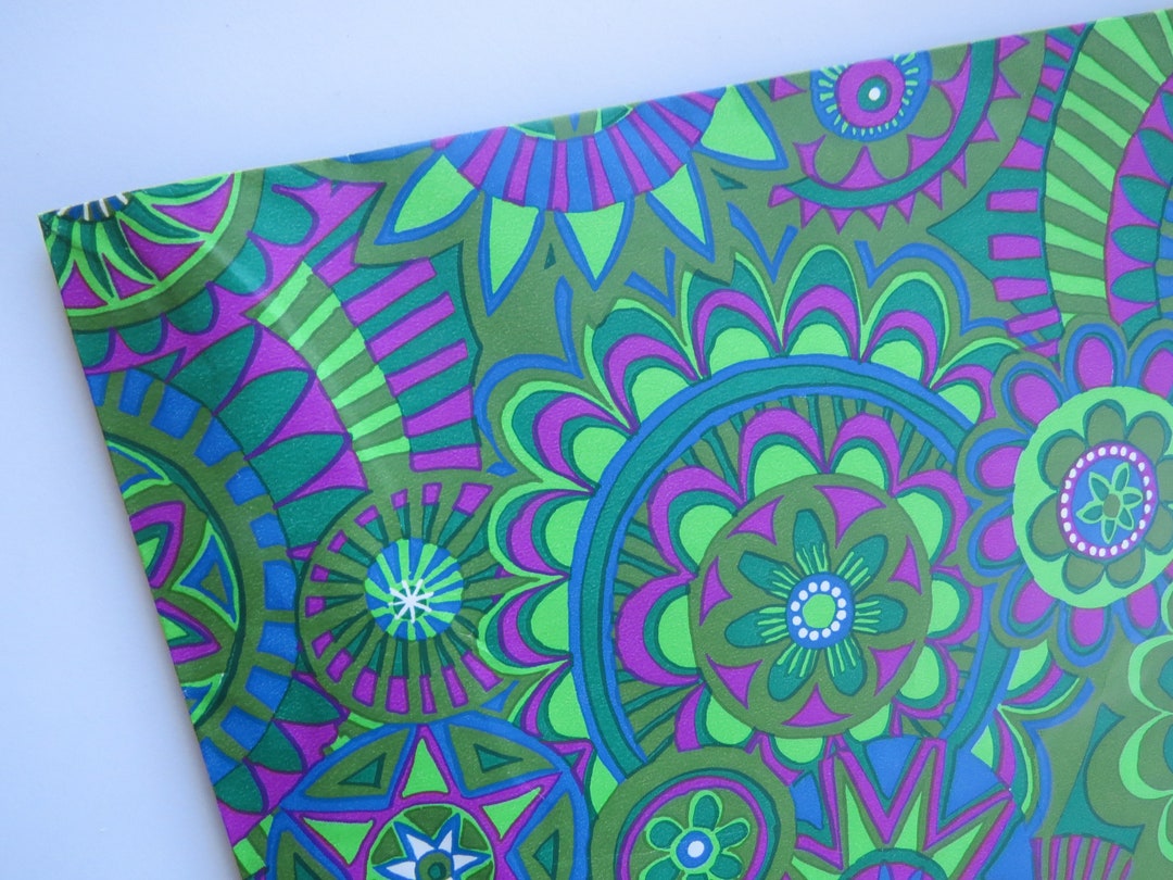 Vintage Groovy 70's Gift Wrap Birthday Any Occasion Wedding Shower Semi ...