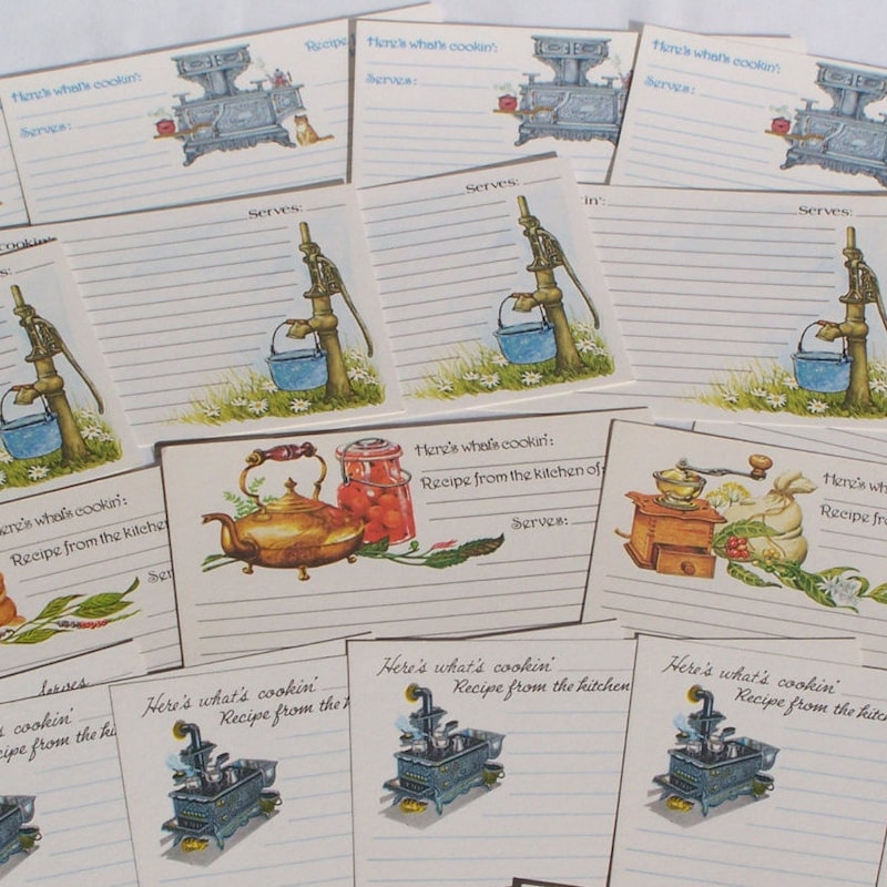 Retro Recipe Cards - Etsy