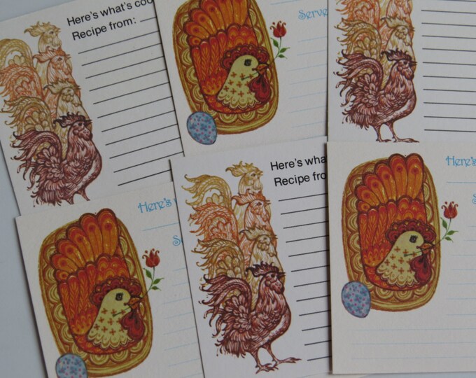 Rare 80's Recipe Cards ~ Current ~ Chicken & Rooster X 6 Heirloom ...