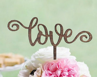 Rustic LOVE Wedding Cake Topper Wooden Cake Topper | Etsy