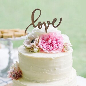 Rustic LOVE Cake Topper - Wooden Cake Topper - Engagement Cake Topper ...