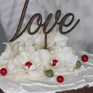 Rustic LOVE Wedding Cake Topper - Wooden Cake Topper - Engagement Cake ...