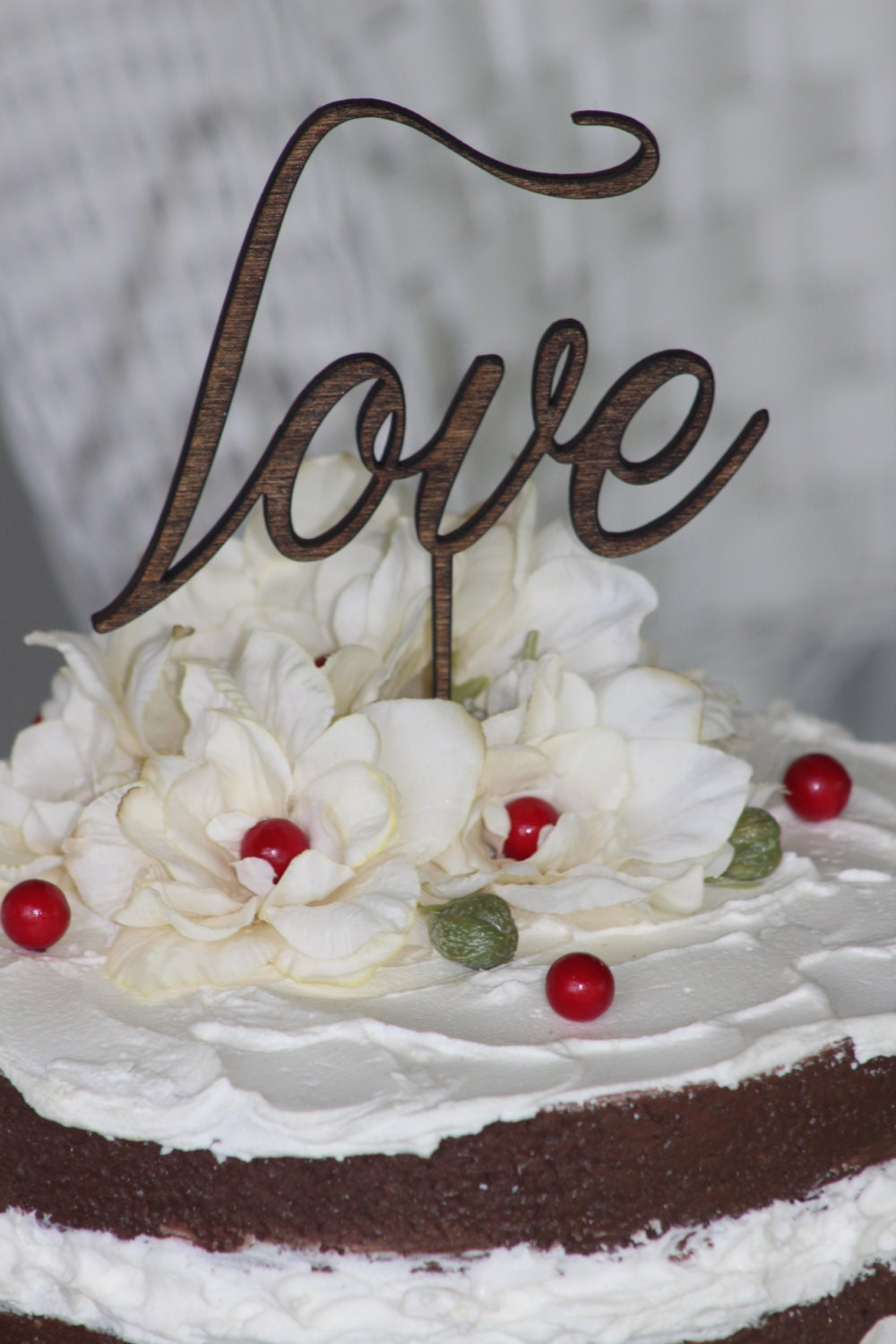 Rustic LOVE Wedding Cake Topper - Wooden Cake Topper - Engagement Cake ...