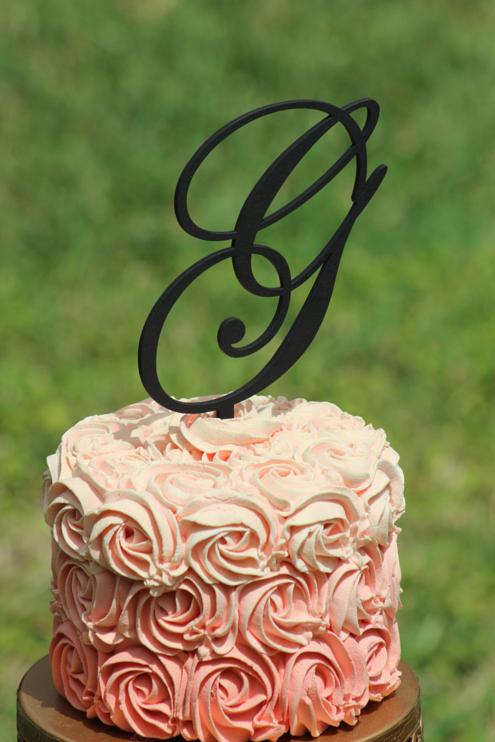Black Monogram Wedding Cake Topper Wooden Cake Topper | Etsy